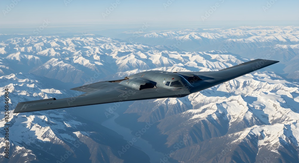 Stealth B-2 Spirit Bomber Flying at High Altitude in Realistic Style ...