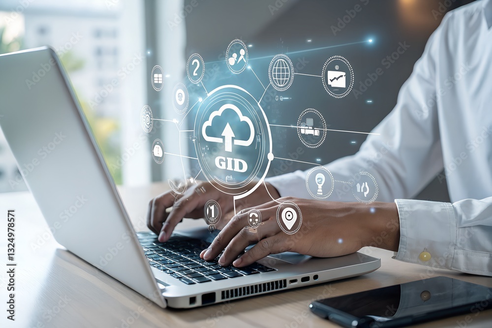 EDI, Electronic Data Interchange Concept. Businessman working on EDI ...