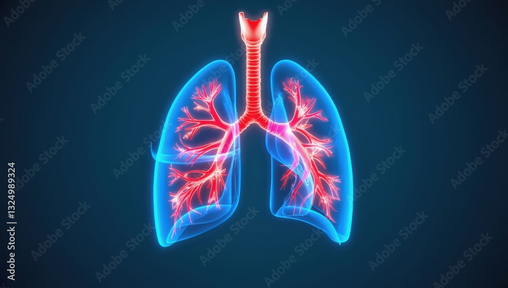 An anatomical depiction of human lungs highlighting the structure and ...