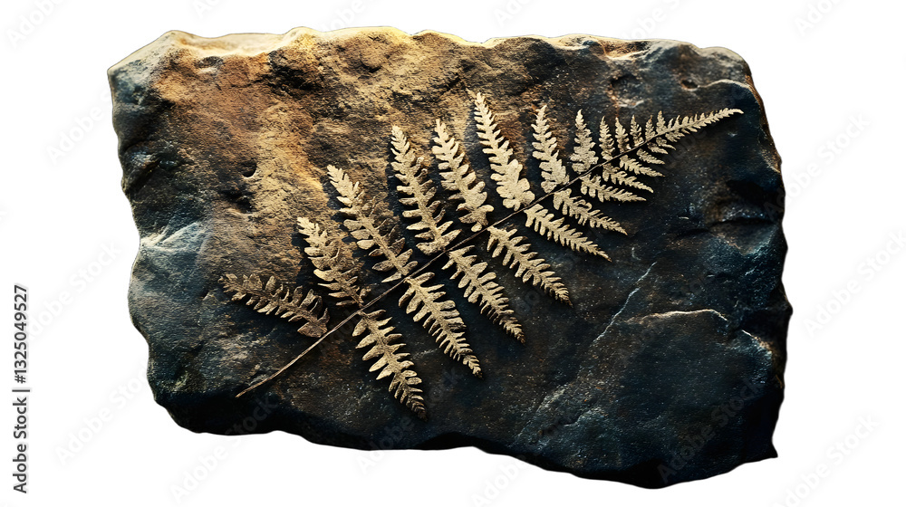 Ancient fossil, fern plant imprint in stone, vector archaeology and ...