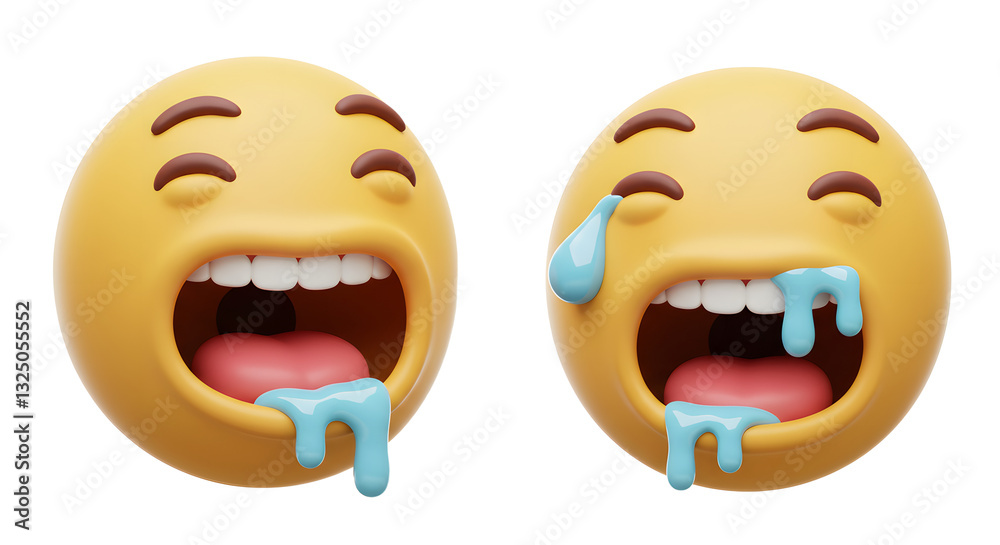 Funny face emoji expressions with bulging eyes on a transparent ...