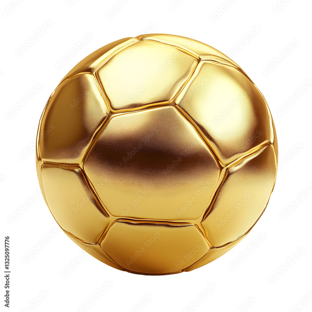Golden football or soccer ball isolated on transparent background. 3D ...
