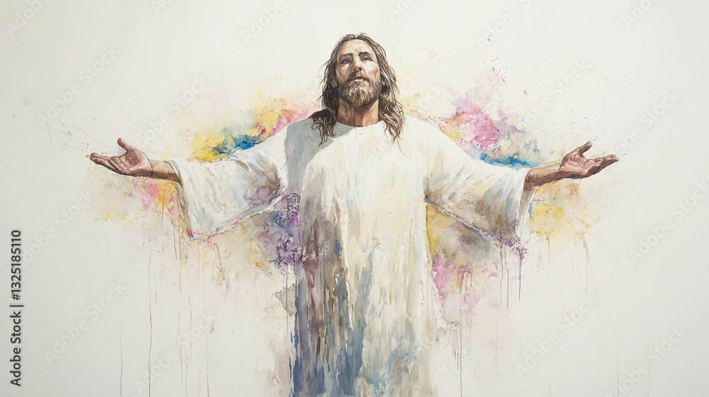 Watercolor Jesus Christ Messiah savior, lord son of God. Emmanuel ...