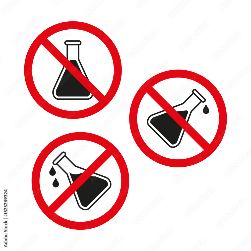 No chemicals symbol. Prohibited toxic liquids. Hazardous substance ...