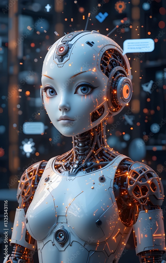 Interact with AI artificial intelligence virtual assistant chatbot in concept of AI artificial ...