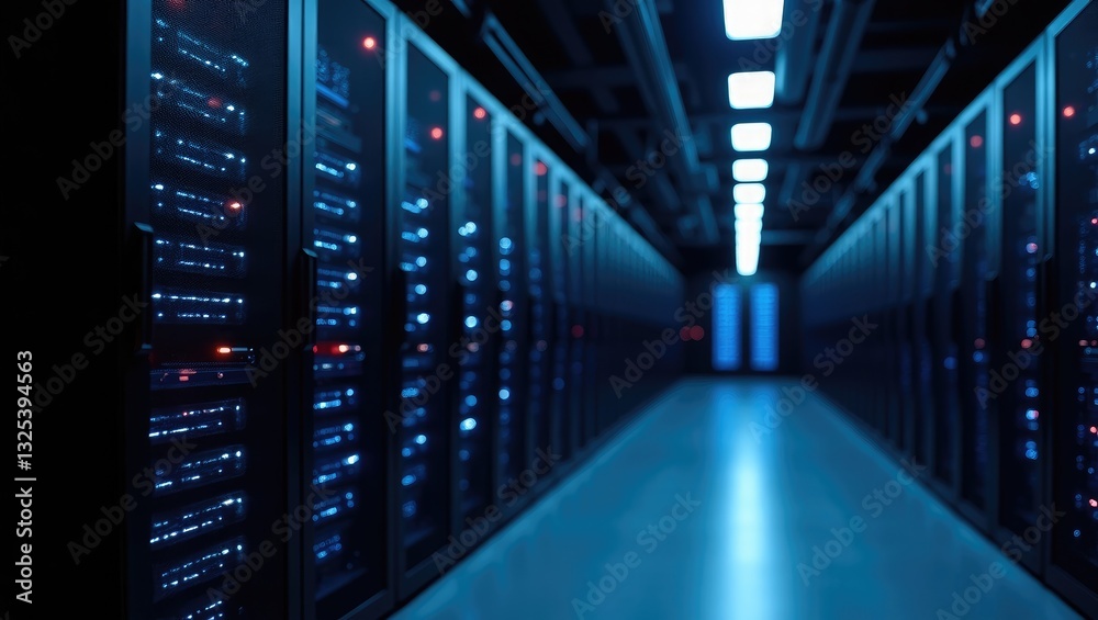 Stockfoto Image of Data Center Featuring Multiple Rows of Fully ...