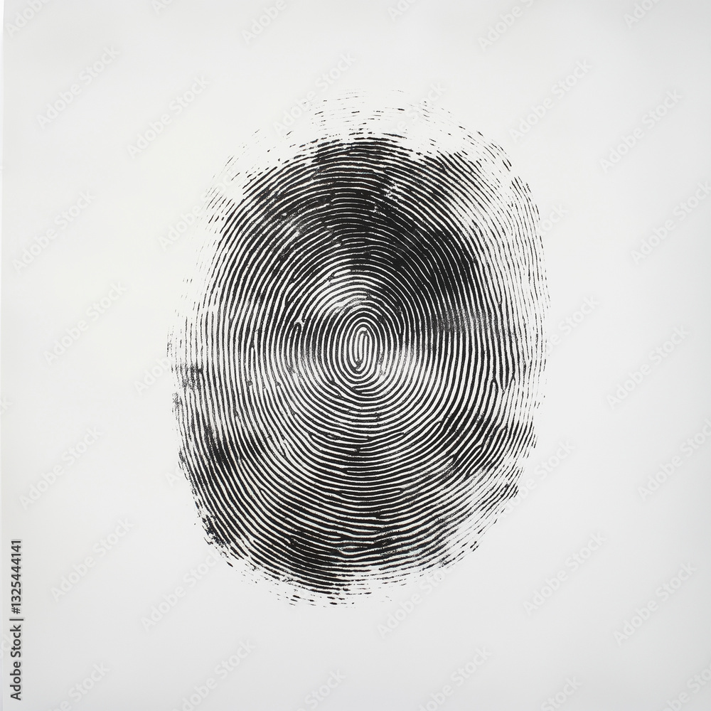 detailed black and white fingerprint on white background, showcasing ...