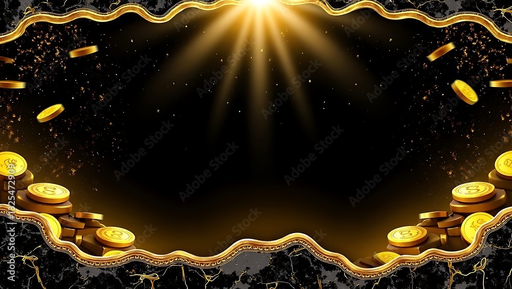 Gold Coins on Abstract Glare Background thumbnail banner with coins and ...