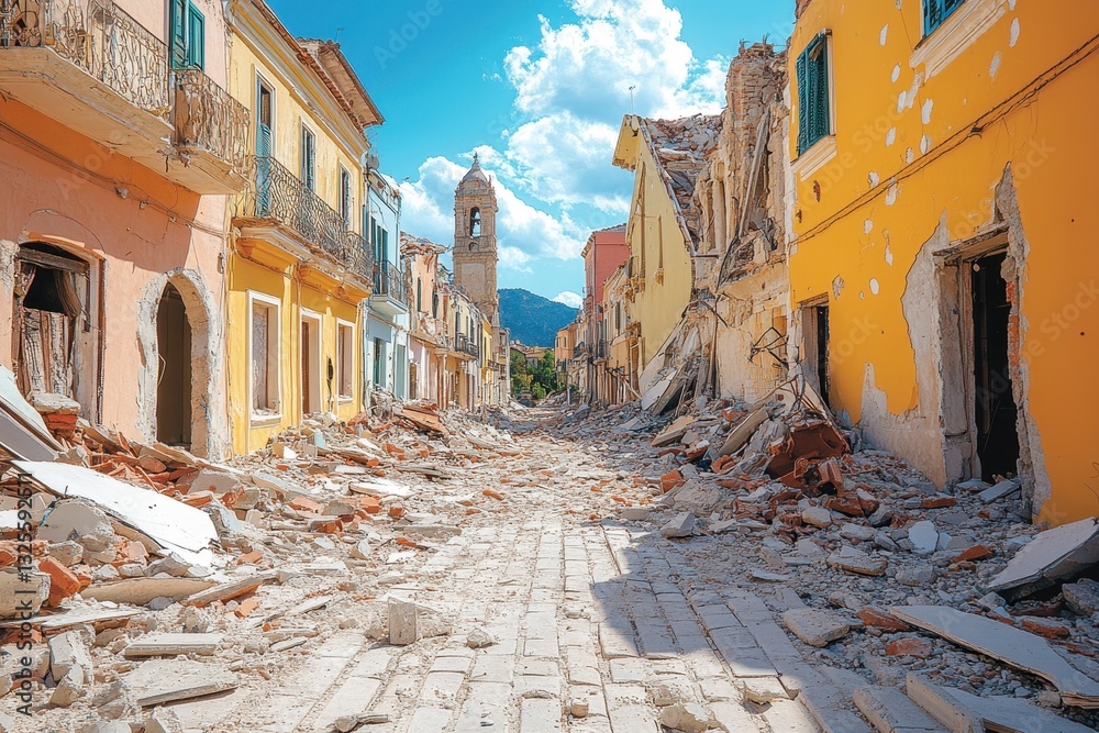 Devastation in a once vibrant town after a recent earthquake leaving ...