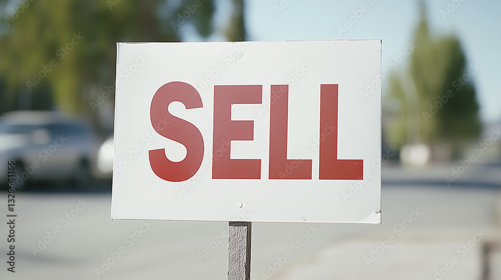 Selling Opportunity: The "SELL" sign, a bold declaration on a roadside ...