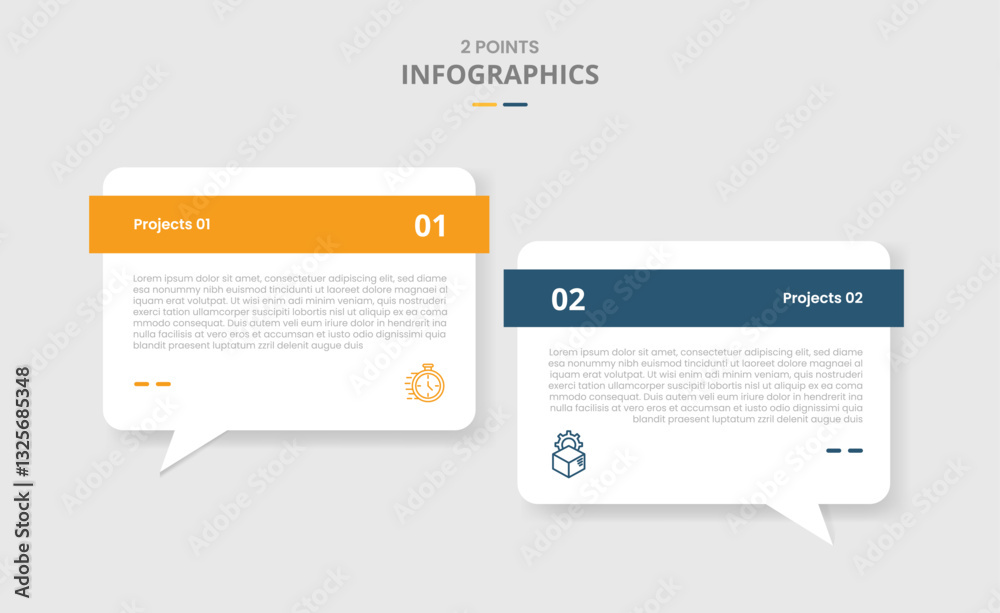 2 points comparison versus for infographic with discussion commentary ...