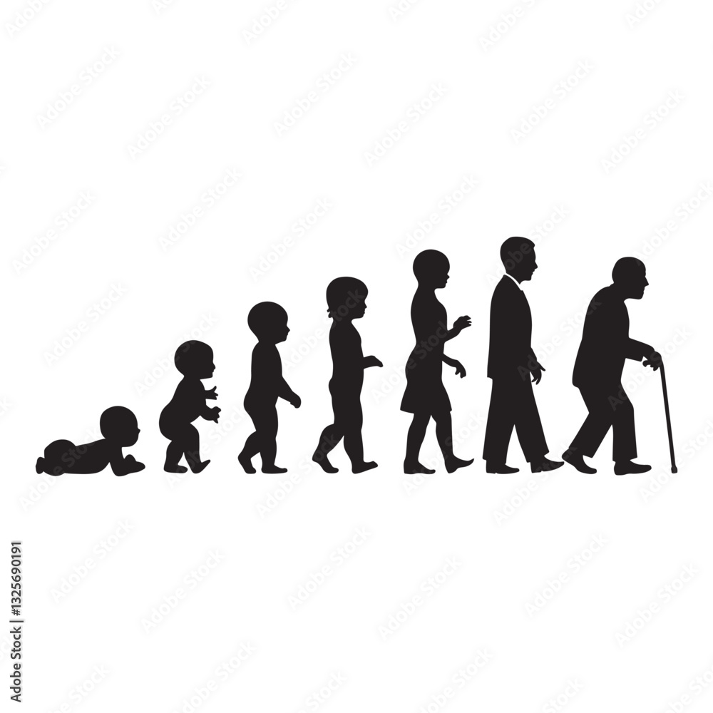 Silhouettes of a man. Stages of life. Vector illustration. People ...