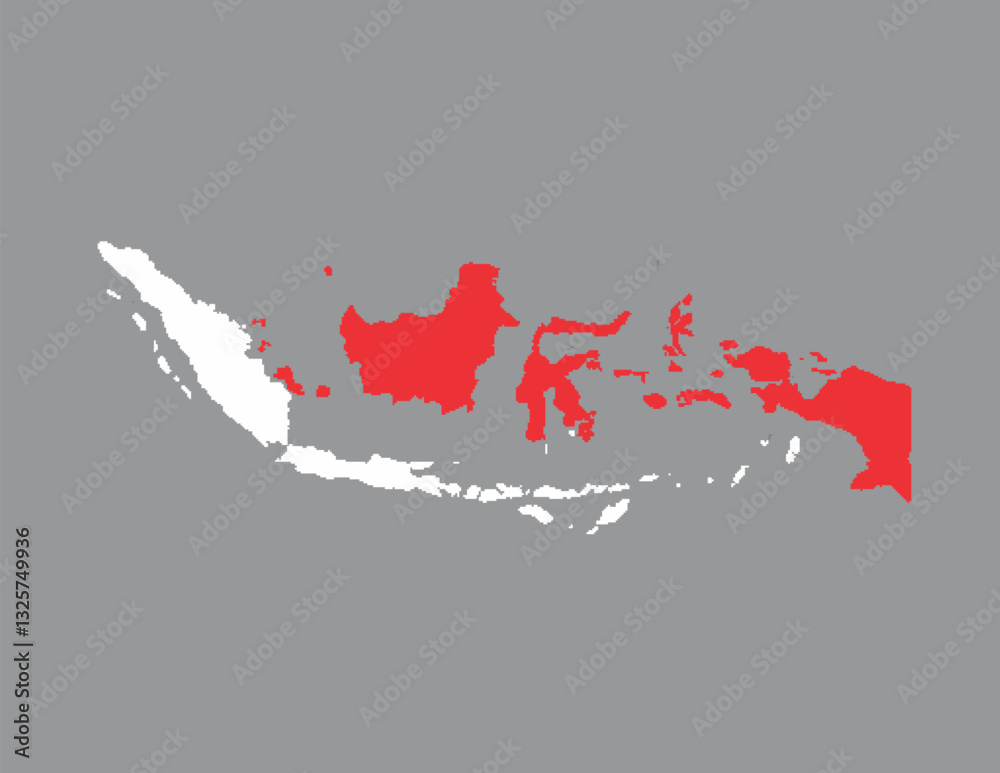 Map of Indonesia highlighting regions with specific features and ...