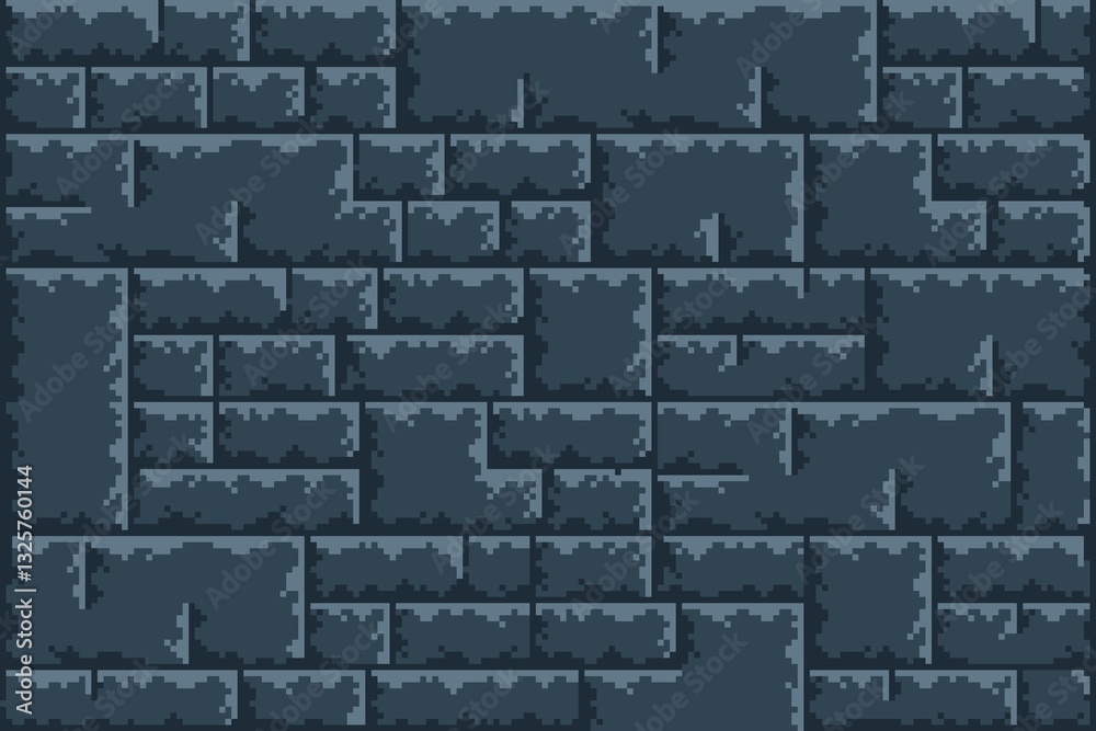 Pixel Art Blue Brick Wall Texture – Seamless 8-Bit Style. A seamless ...