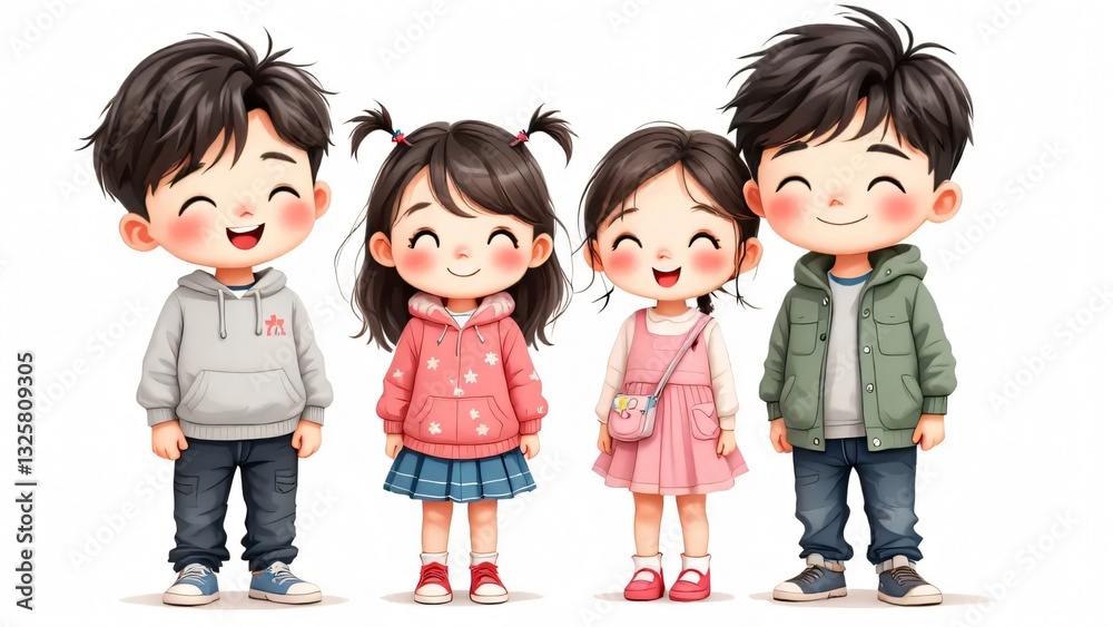 collection of cute boy and girl,clip art,isolated on white background ...