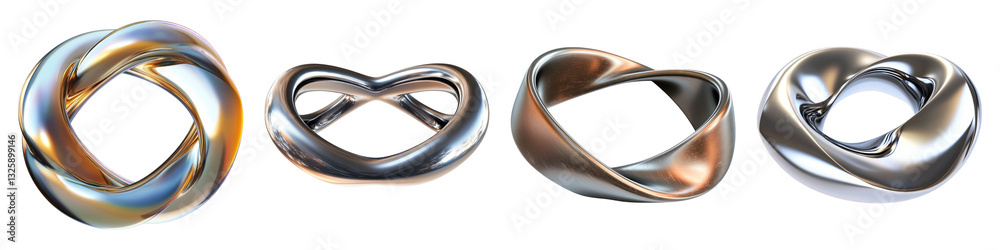 Metallic Mobius strip isolated on transparent background, PNG, Set of ...