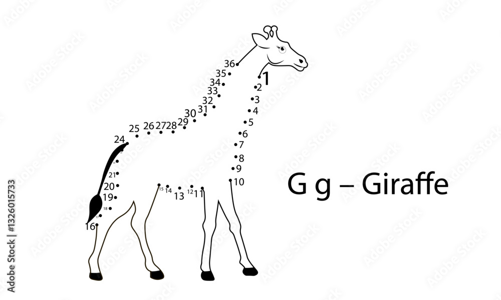 giraffe vector illustration ABC Connect the Dots Coloring Pages – Fun ...