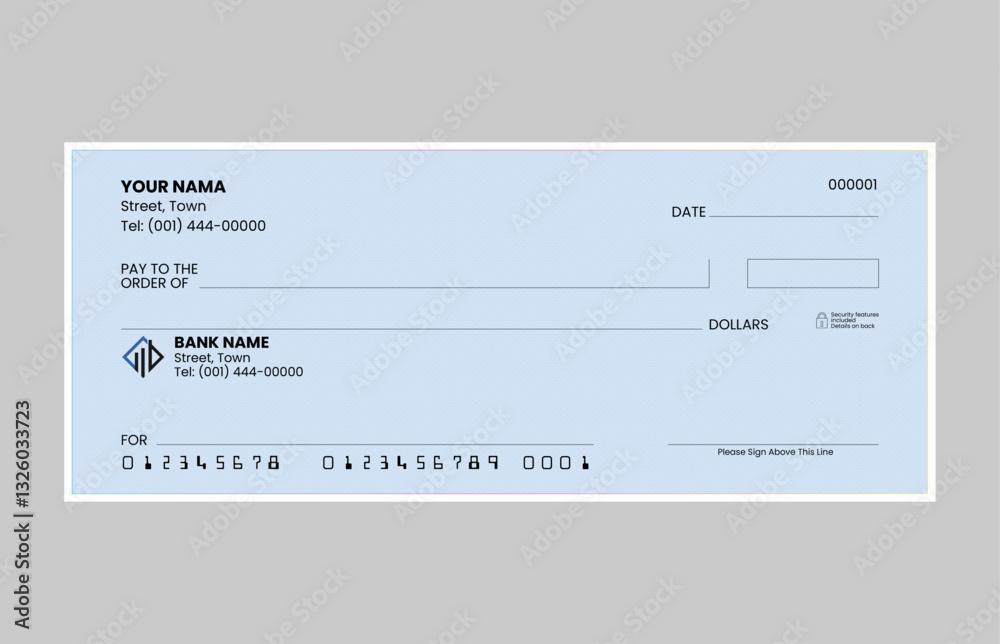 Editable Bank Cheque Design: Blank Check Template in Vector Format ...