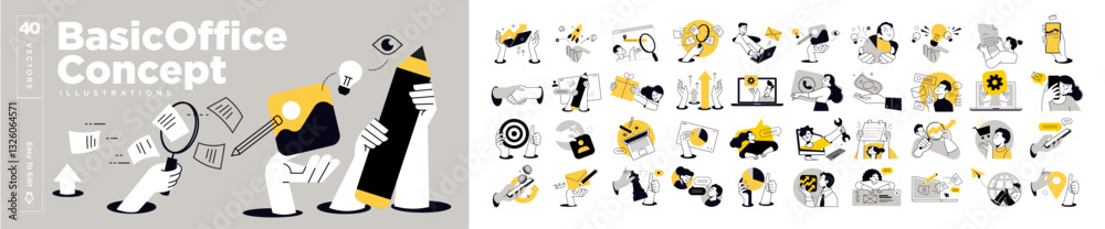 Basic office concept illustrations. Set of people vector illustrations ...