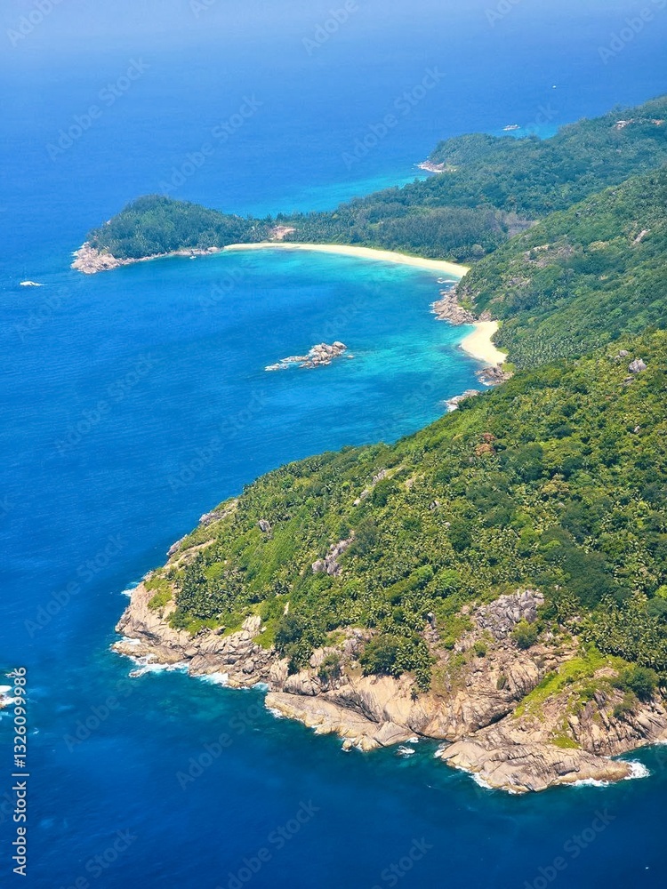 Saint Anne Island in Victoria. Seychelles from a height of flight ...