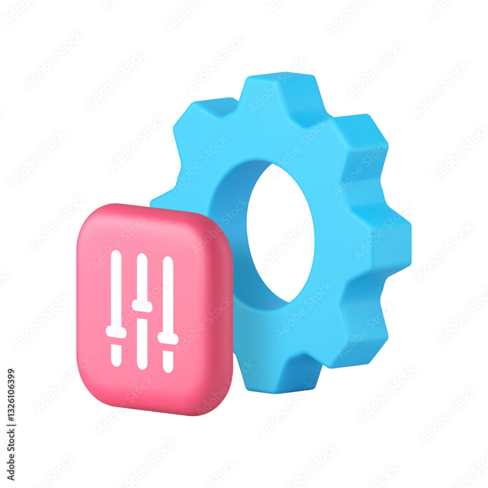 Settings Gear Cogwheel System Configuration Application Technology 3d Icon Realistic Vector