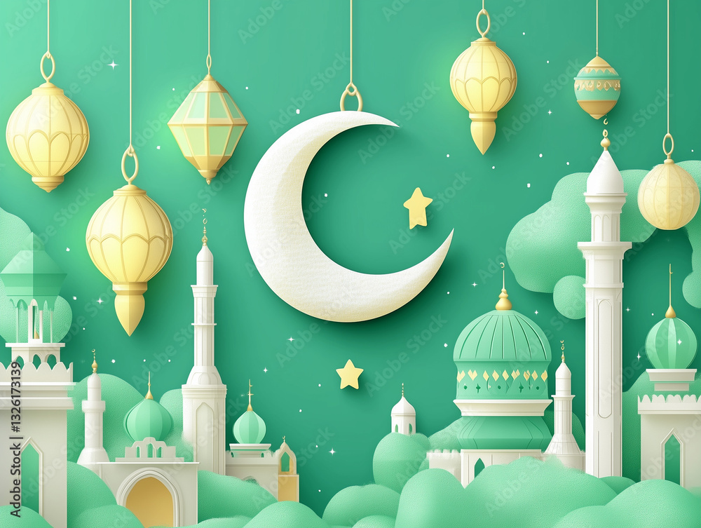 Stock-Illustration „Eid al-Fitr, Eidul Fitr and Eid Mubarak in 3D ...