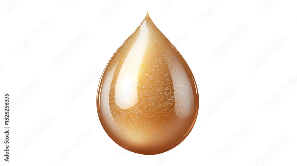 Liquid highlighter drop, soft golden glow with reflective pearl ...