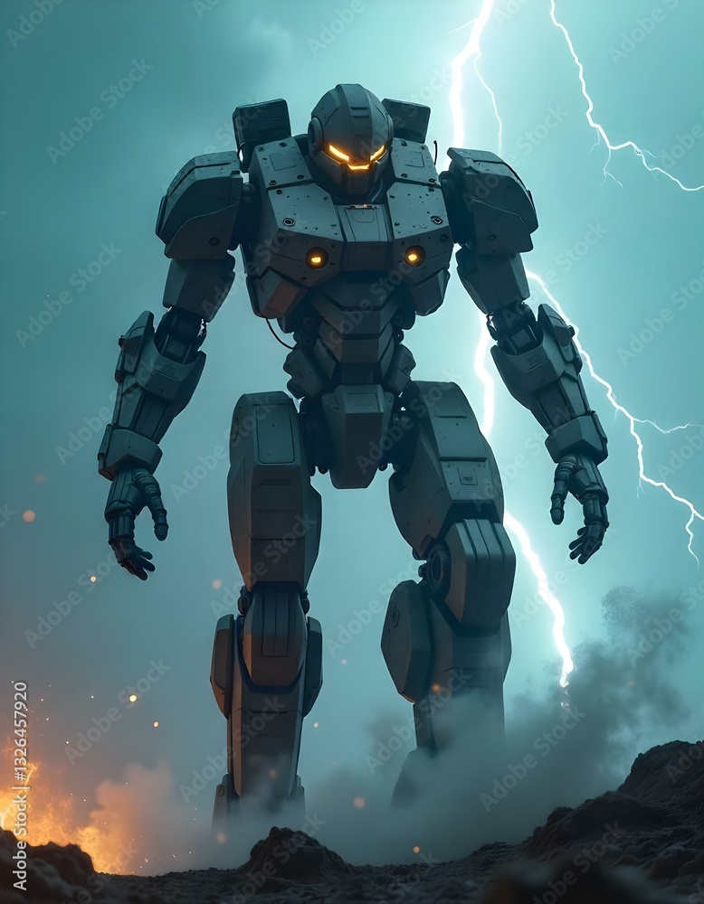 full body mech machine titan mode, with intricate and accentuated ...