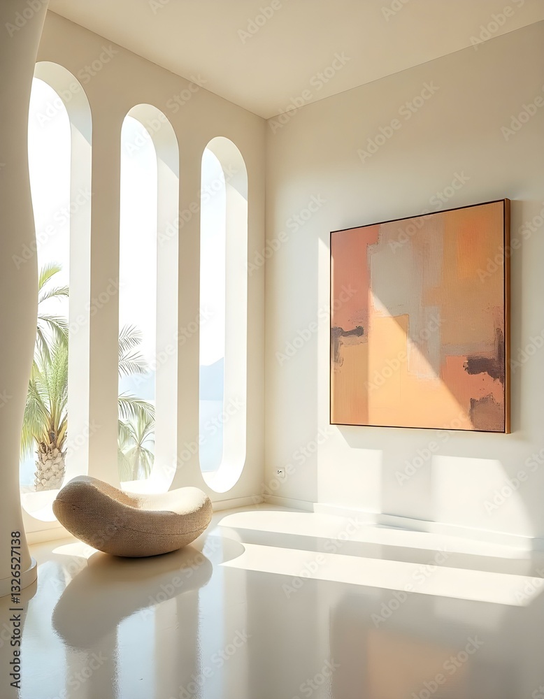 Contemporary architectural design with dynamic curvy windows, wide open ...