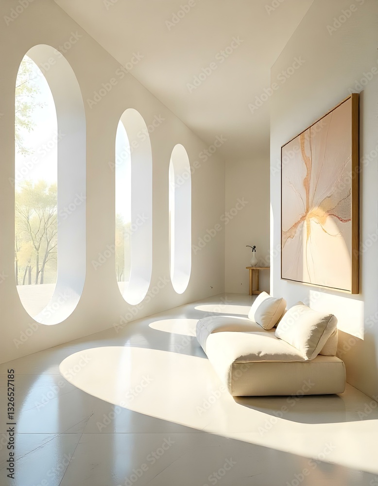 Contemporary architectural design with dynamic curvy windows, wide open ...