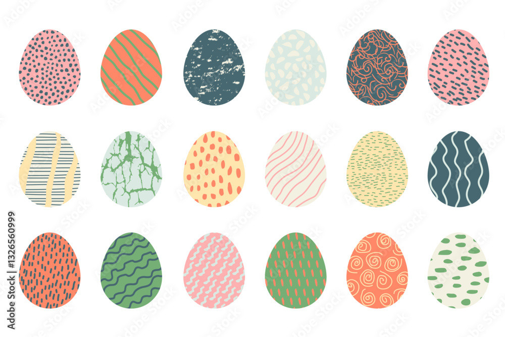 Easter eggs drawing clipart set. Happy easter egg flat clip art ...
