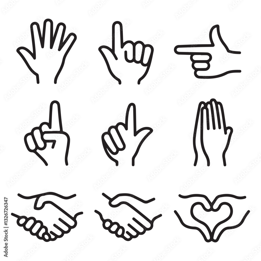 Set of various black silhouette woman hands. Vector collection Hand ...