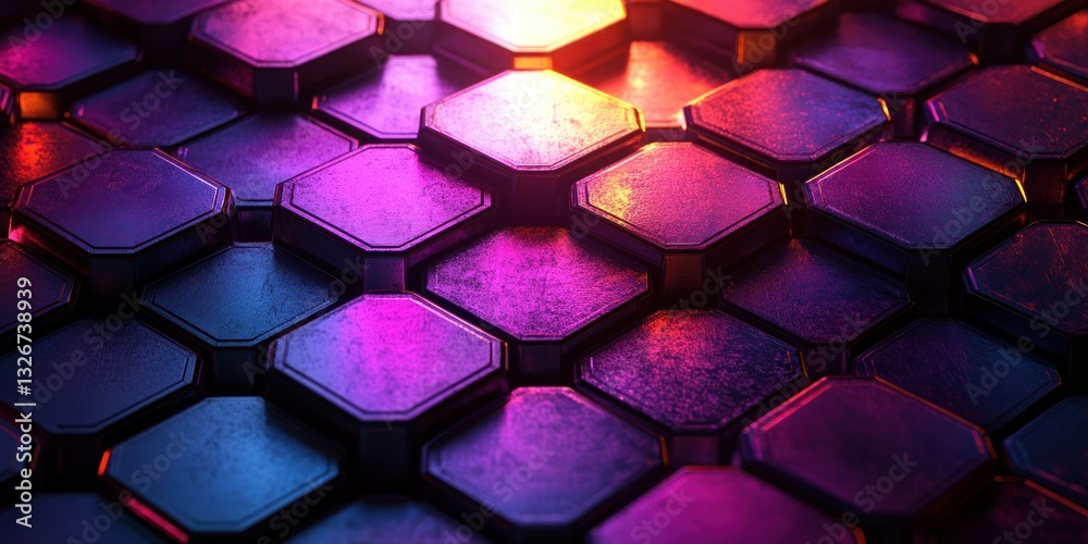 Seamless Iridescent Hexagonal Pattern with High Detail Texture and Bump ...