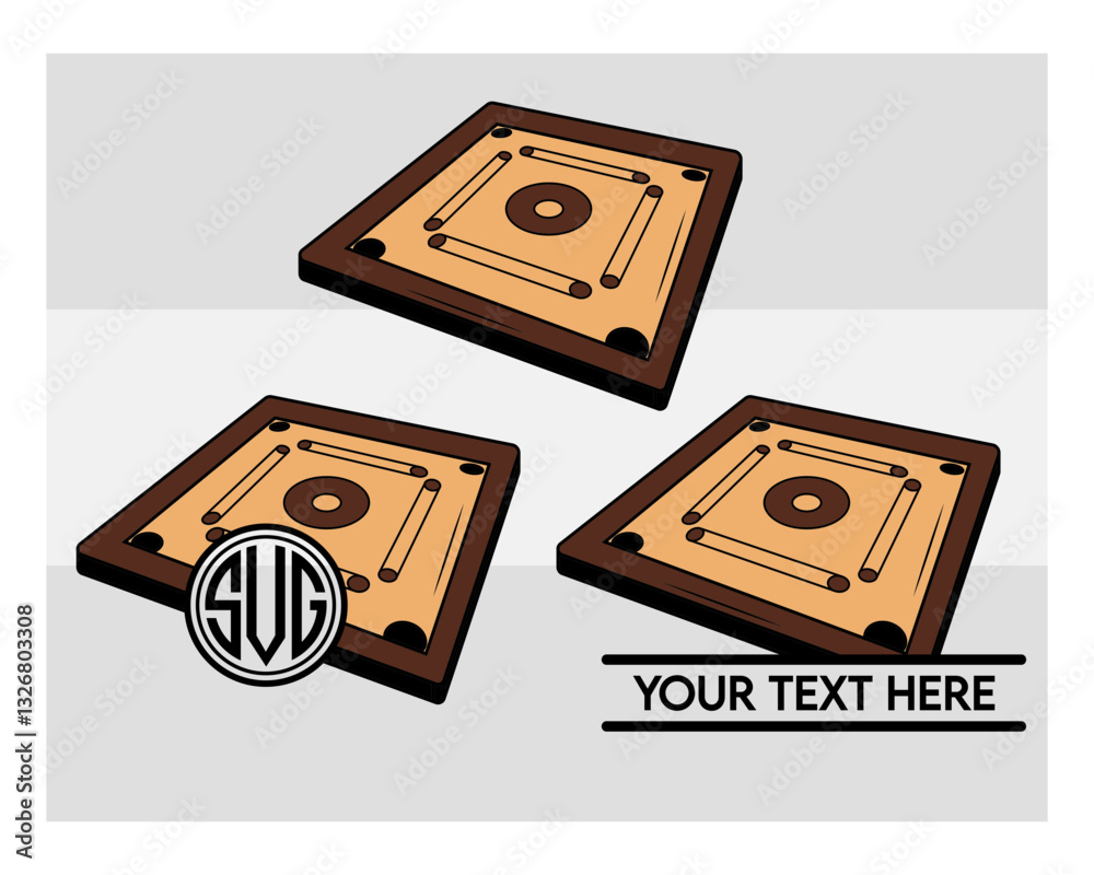 Carrom Board Monogram Svg, Split Monogram, Circle Monogram, Carrom ...