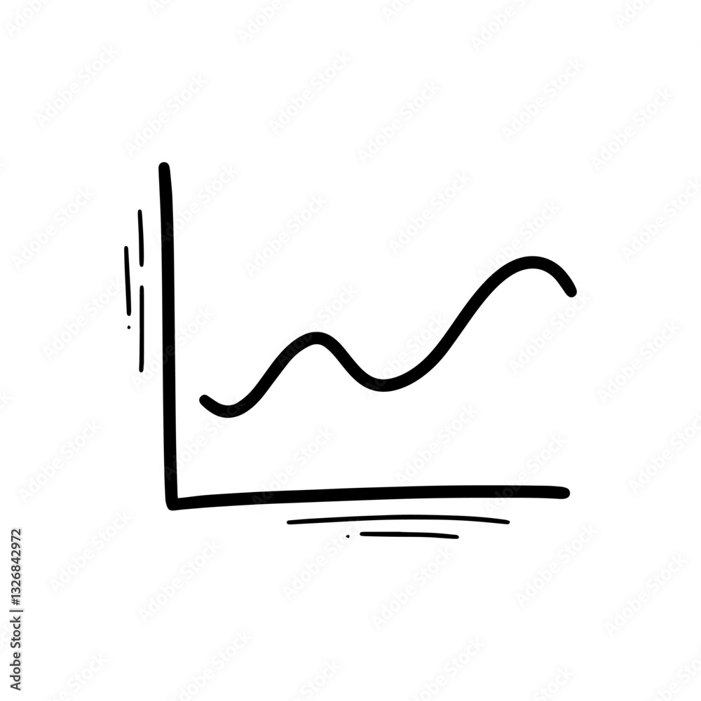 Hand Drawn Chart Line Illustration. Doodle Vector. Isolated on White ...