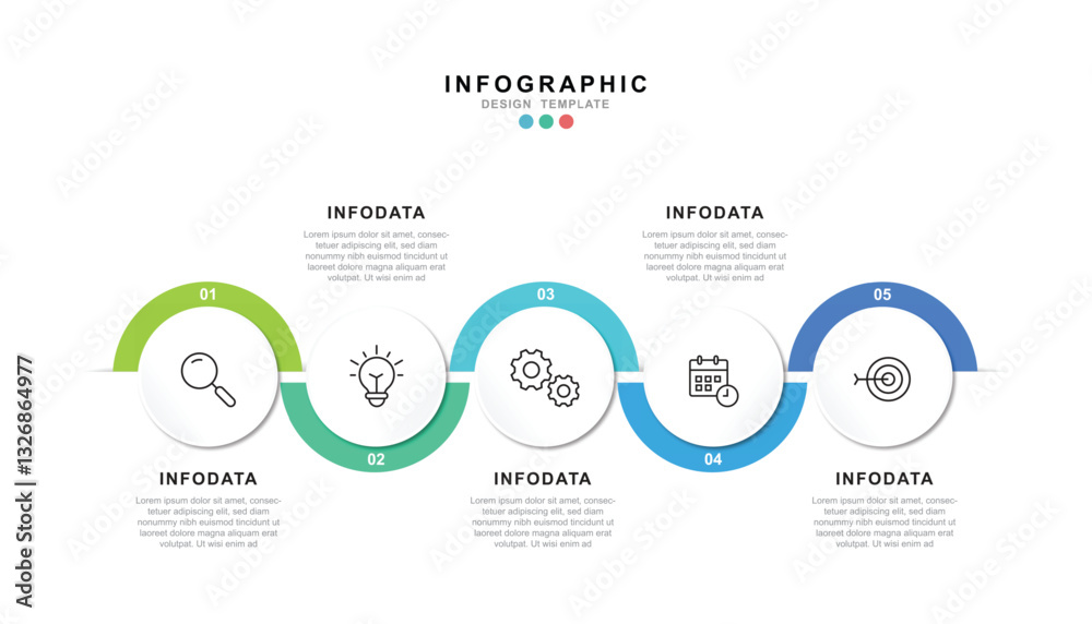 Vector Infographic label design template with icons and 5 options or ...