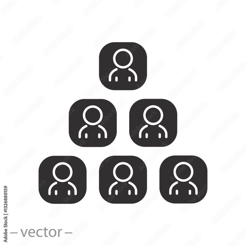 organizational structure teamwork, hierarchy icon, organization chart, concept leadership ...