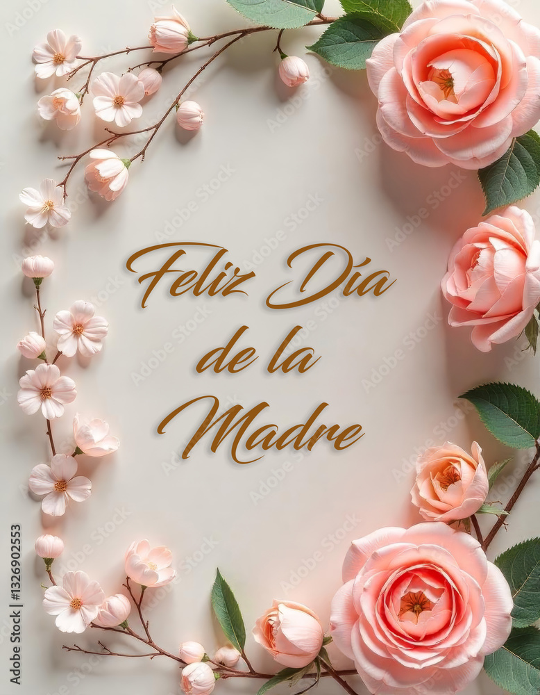 Feliz Día de la Madre. Elegant Floral Mother's Day Card background ...
