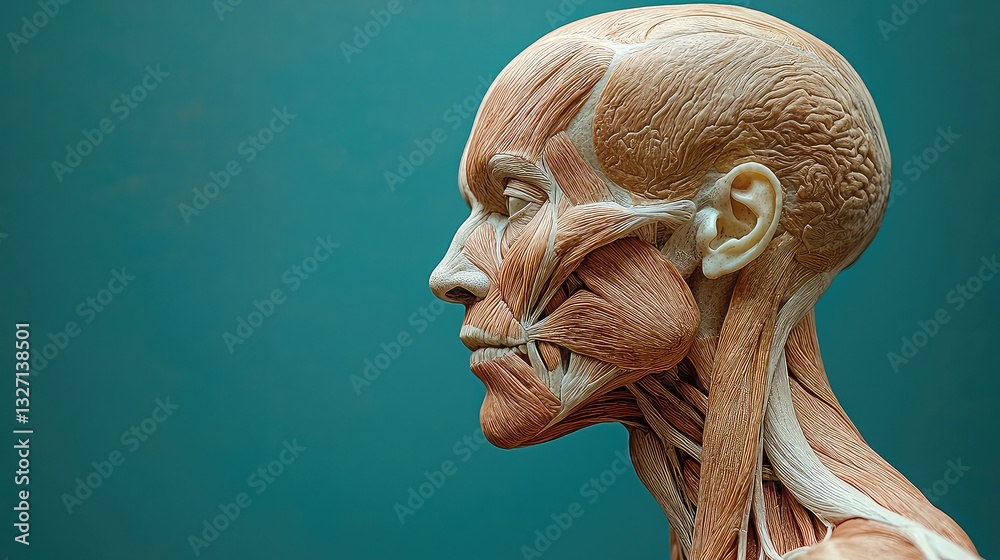 Detailed Anatomical Model of Human Head and Neck Muscles, Showing ...
