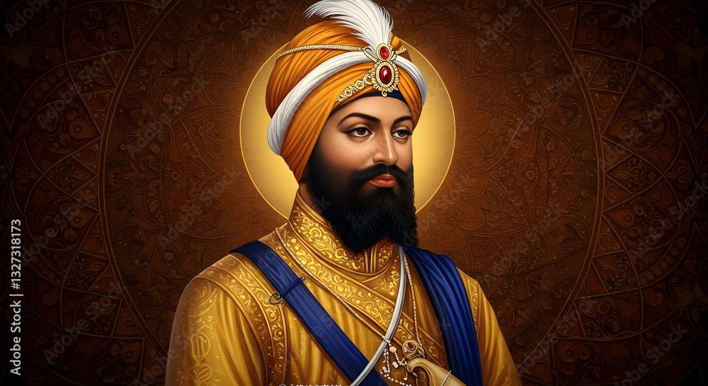 Guru Gobind Singh Ji Painting which is also Known as Tenth Sikh Guru of ...
