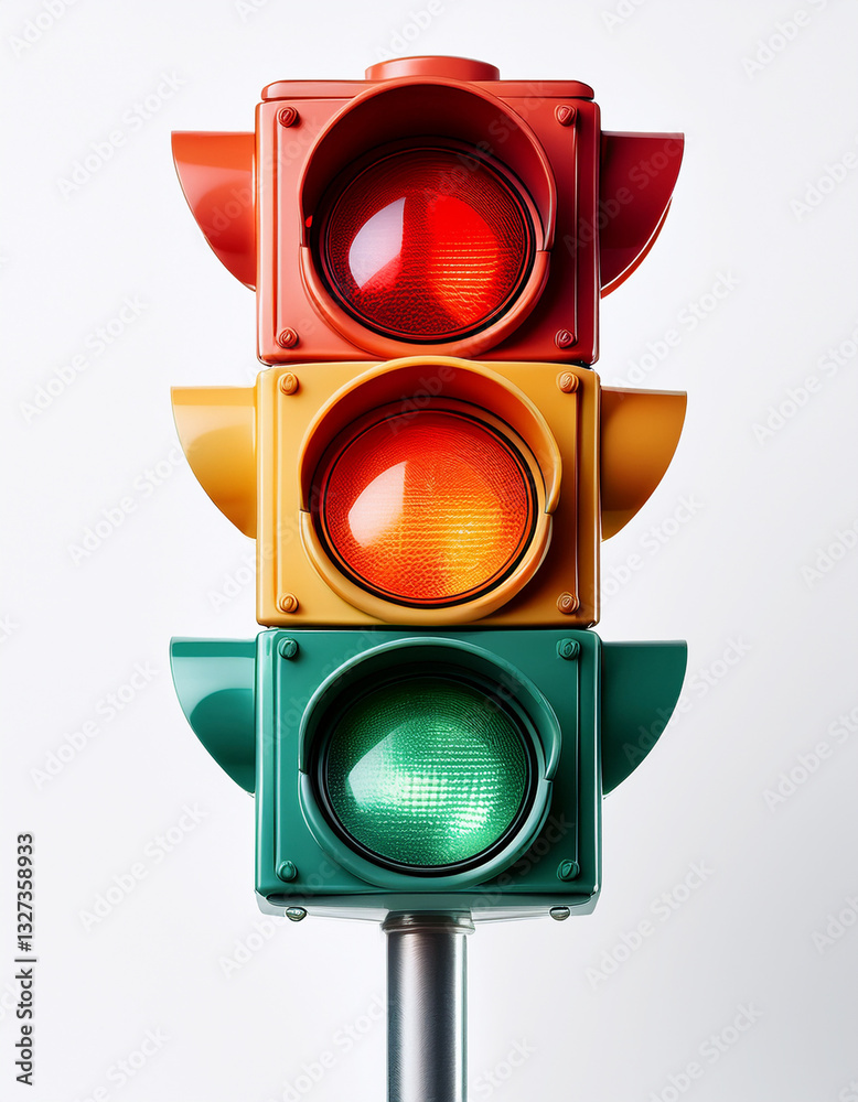 Close-up de un semaforo de trafico y seguridad vial con luces de color ...