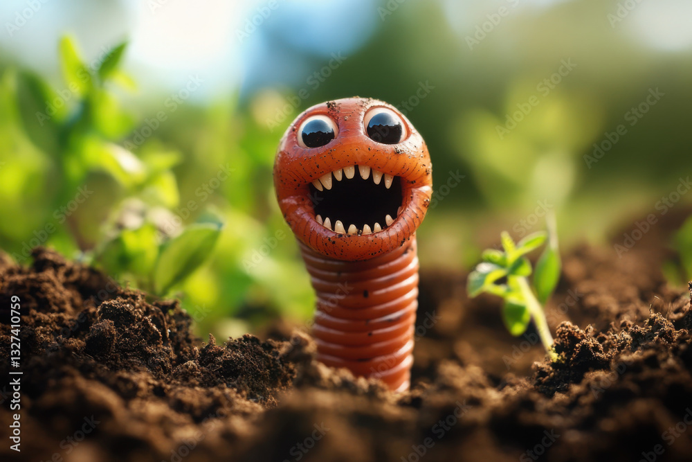 idea of symbiosis and collaboration is represented by a soil worm ...