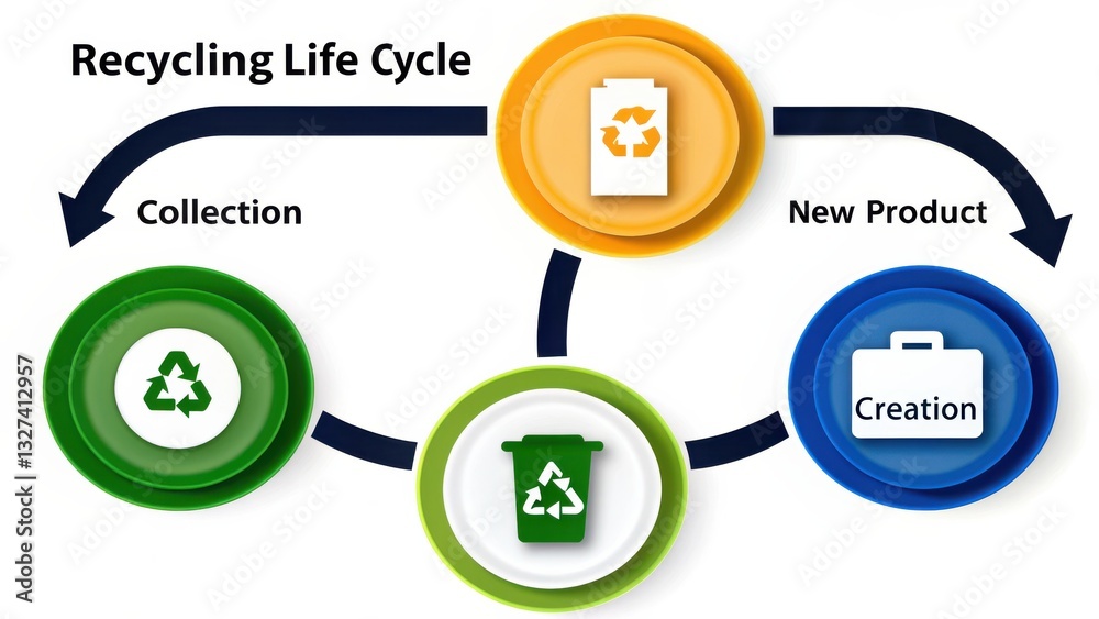 Recycling Life Cycle Infographic Circular Process of Collection ...