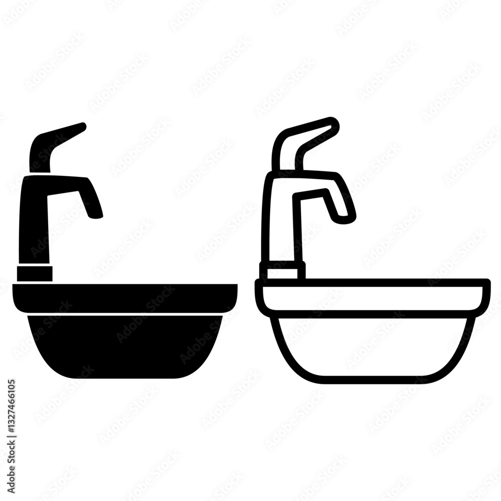 Vector de Stock bathroom sink icon, simple flat style, illustration, logo sign symbol pictogram ...