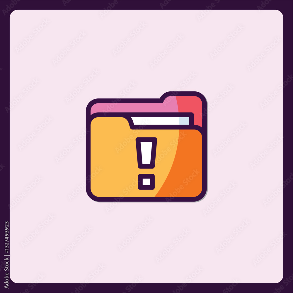 Warning folder icon with exclamation mark for organizing important data ...
