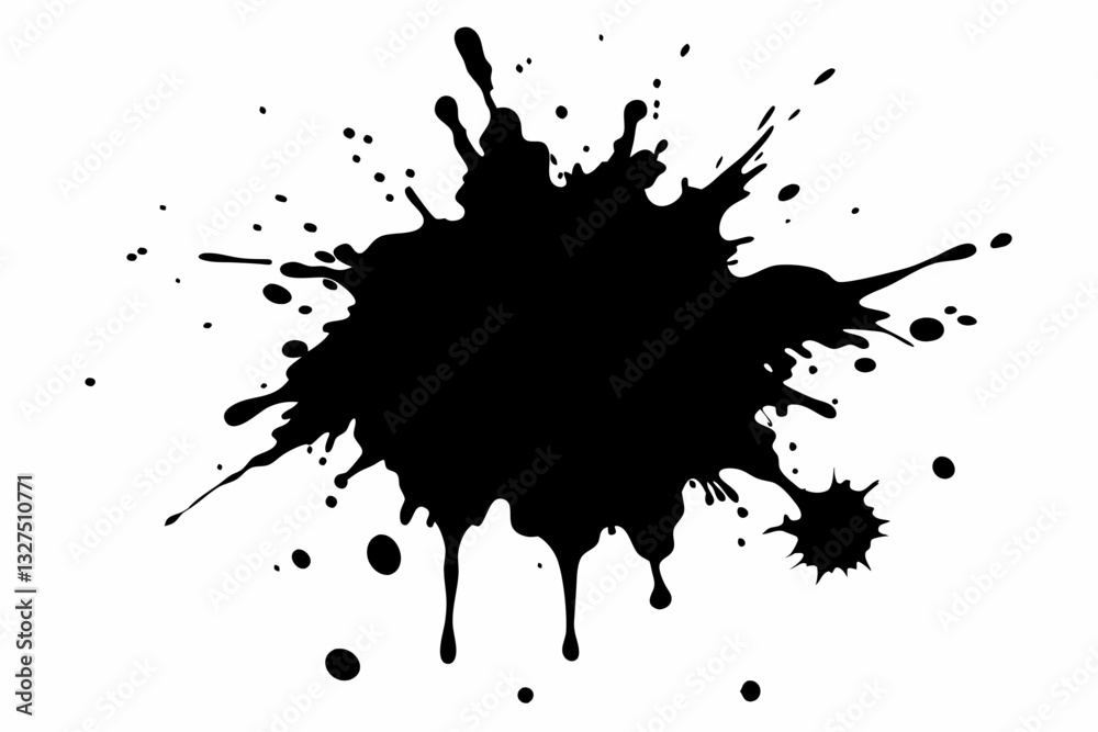paint splatter line art silhouette vector illustration Stock Vector ...