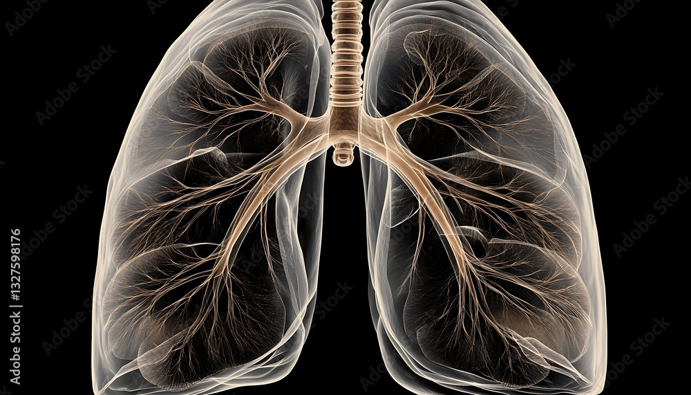 Lungs Diagram, Medical illustration, dark background, science Stock ...