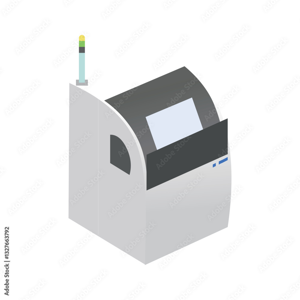 isometric industrial automation machine factory equipment vector, PCB assembly SMT manufacturing ...