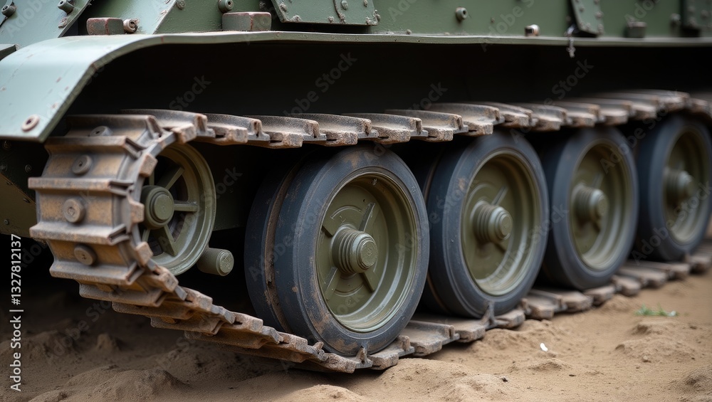 Parts of the hull of the armored tank. Various tanks are positioned in ...