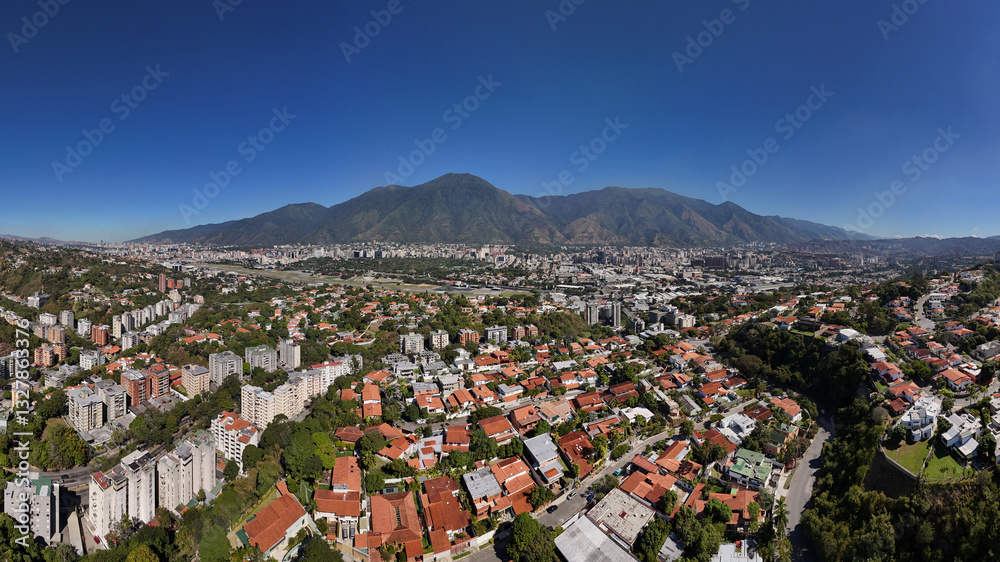 panoramic view of Caracas and the iconic mountain named Avila, Showing ...